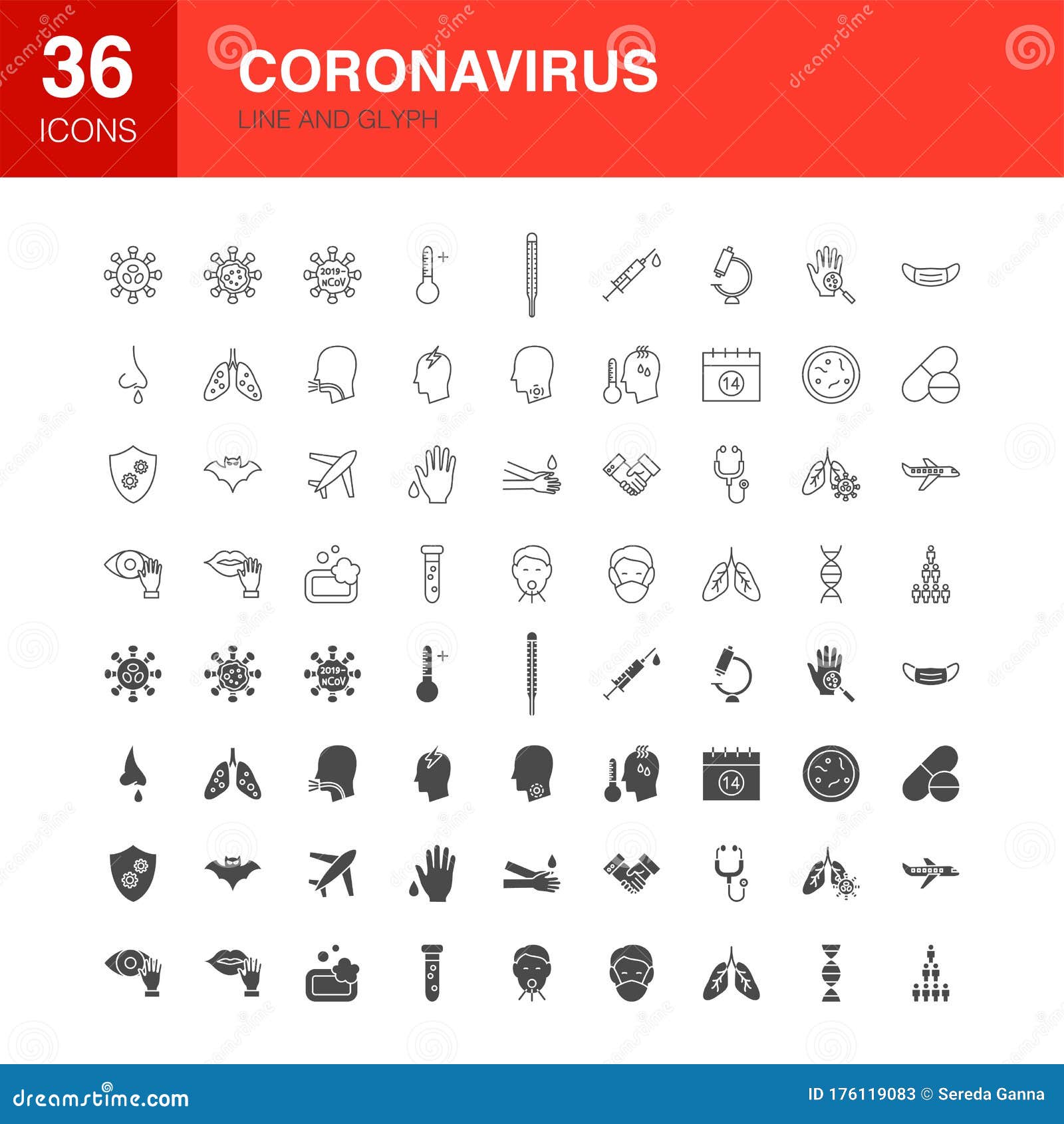 Virus Line Web Glyph Icons stock vector. Illustration of epidemic ...