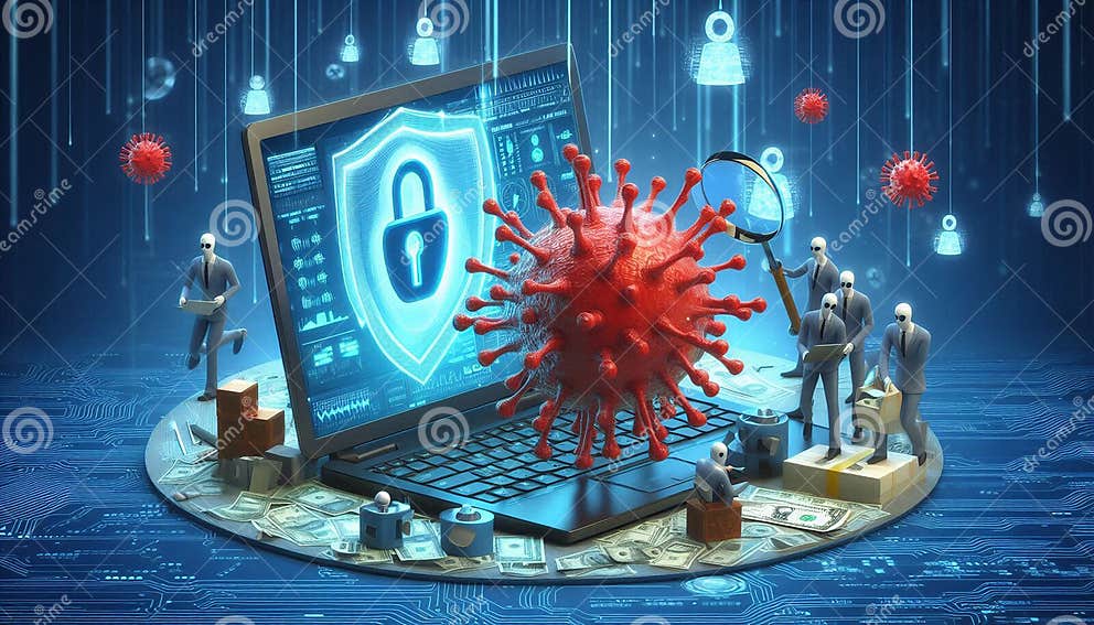 Virus and Malware Threats in Cybersecurity Context Stock Illustration ...