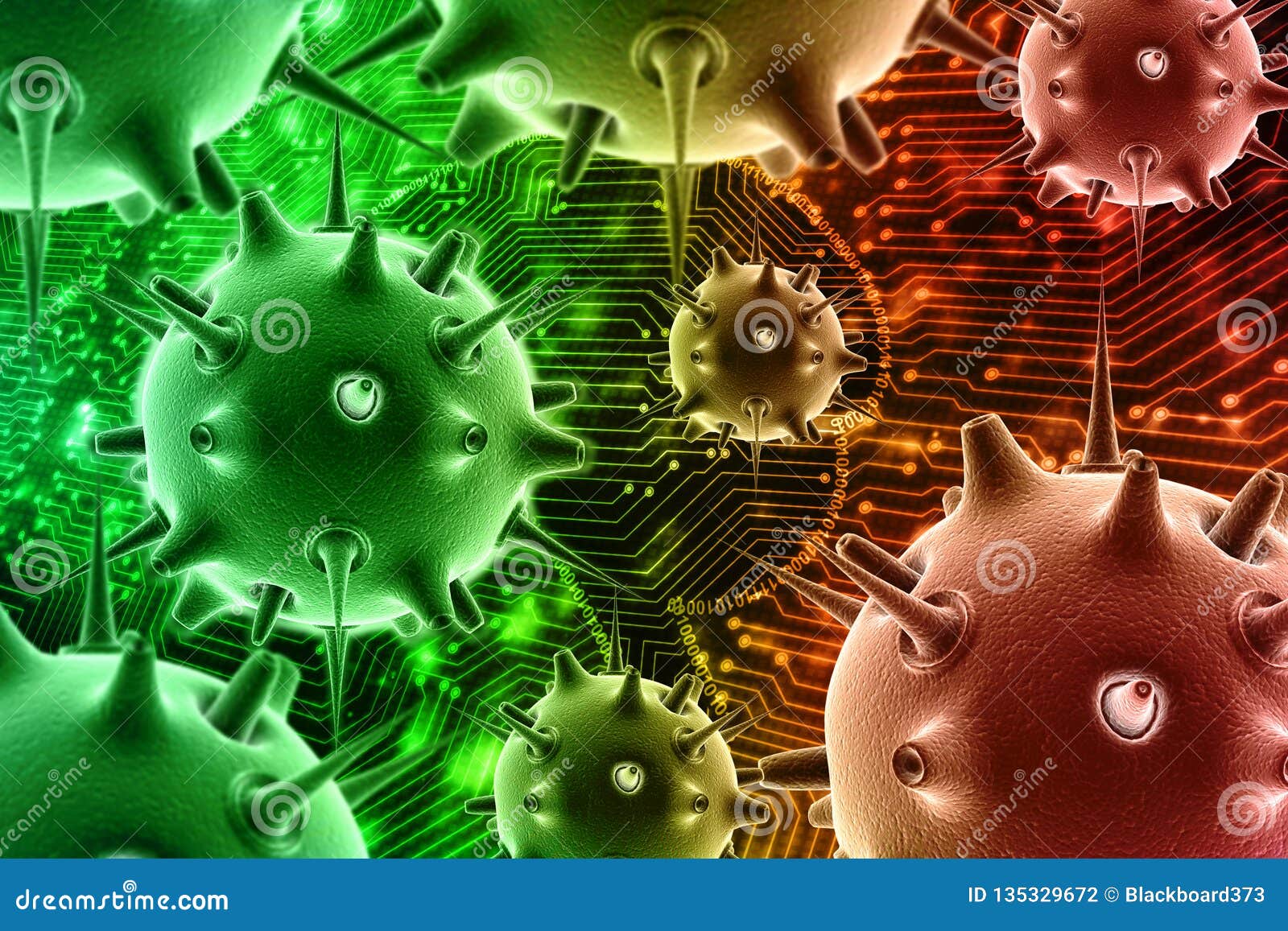 Virus in Medical Technology Background. 3d Render Stock Illustration ...
