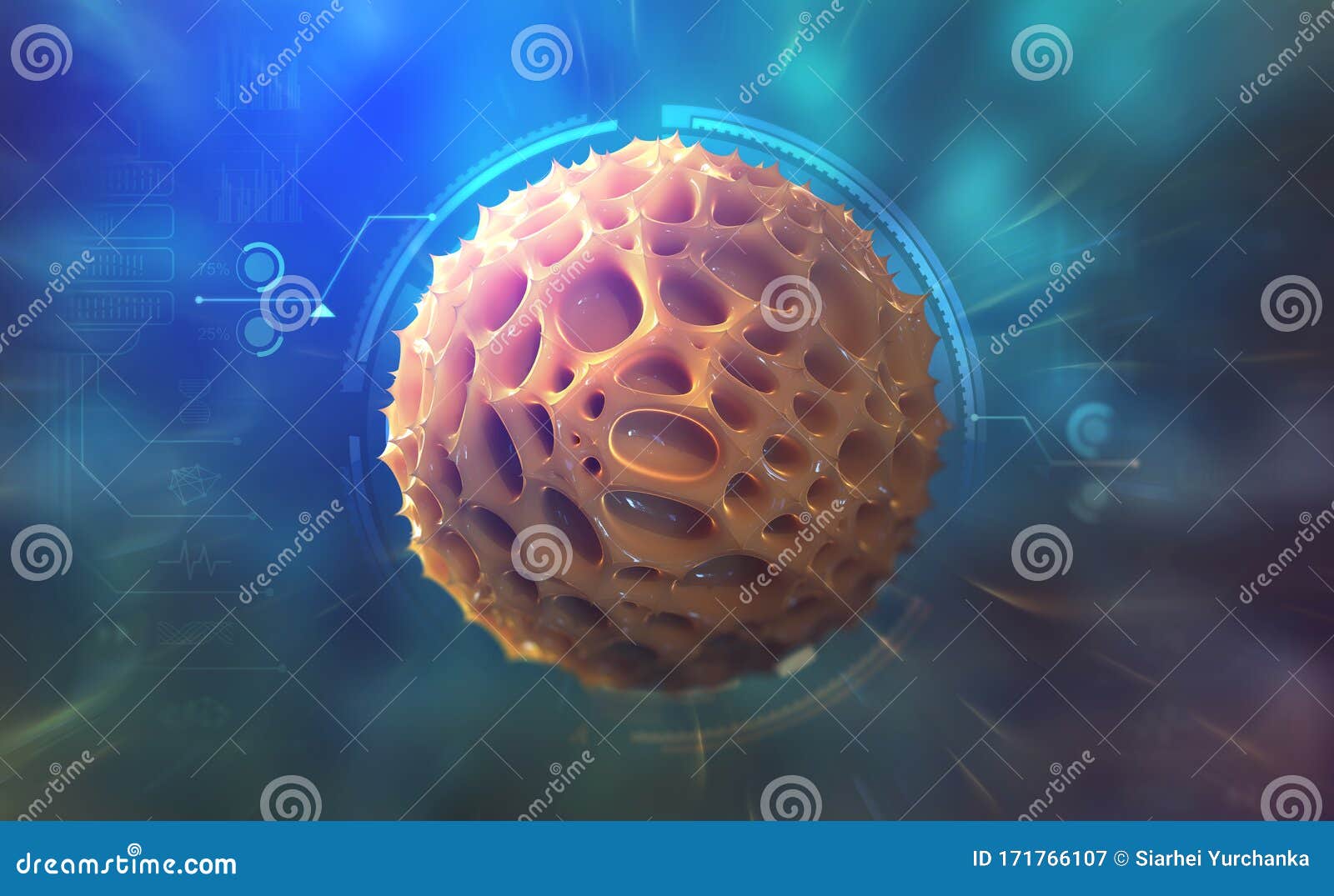 Virus, Microbe, Bacterium 3D Illustration. Study of New Viruses Stock ...