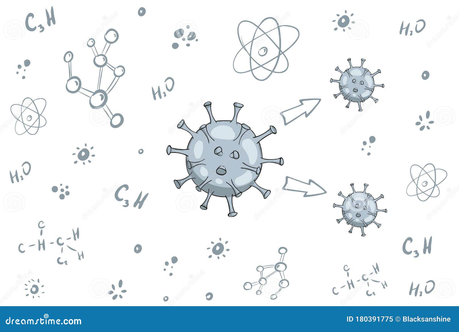 Virus Microbe and Chemical Reaction Stock Vector - Illustration of ...