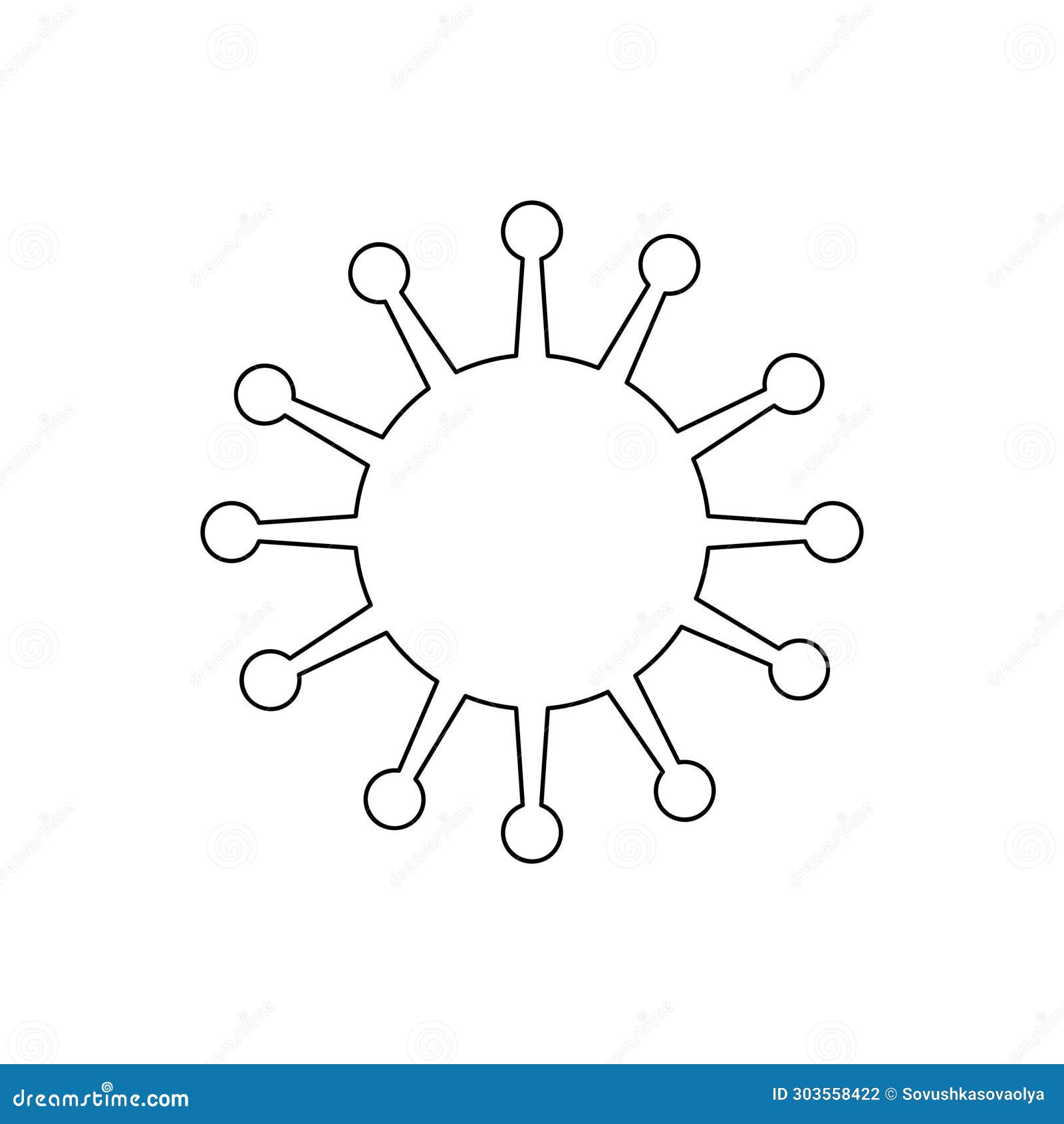 Virus Model Outline Icon Isolated in White Stock Illustration ...