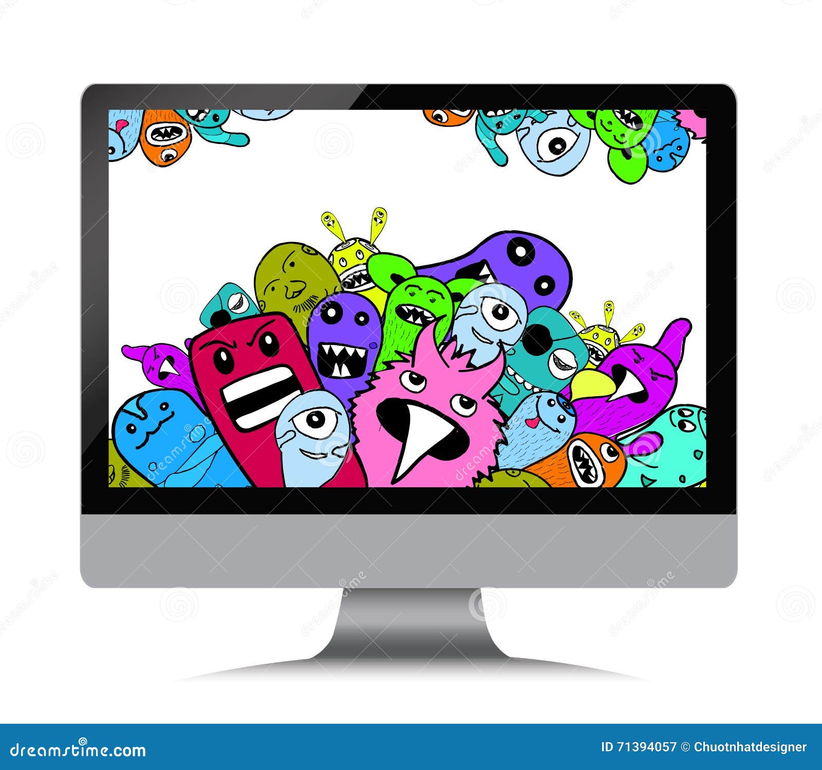 Virus Monster Character on Computer Stock Vector - Illustration of ...
