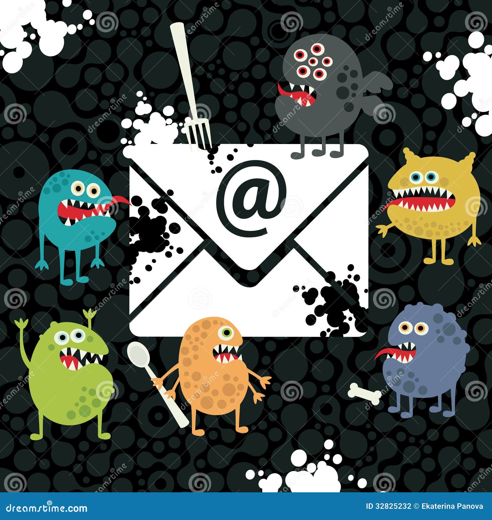 Virus Monsters In The Email Letter. Vector Illustration | CartoonDealer ...