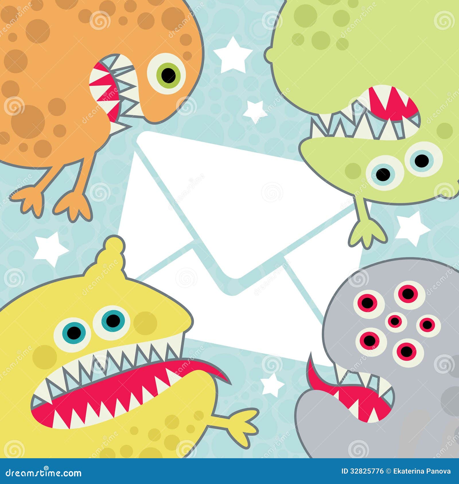 Virus Monsters In The Email Letter. Vector Illustration | CartoonDealer ...