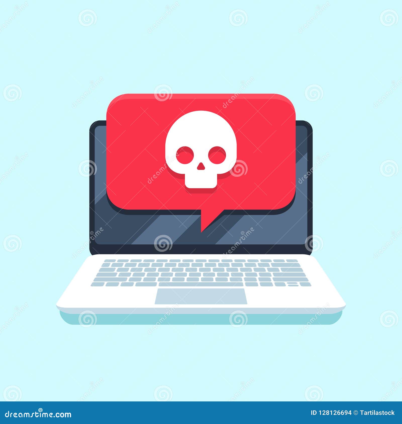 Virus Notification on Notebook Screen. Malware Attack Laptop Pc ...