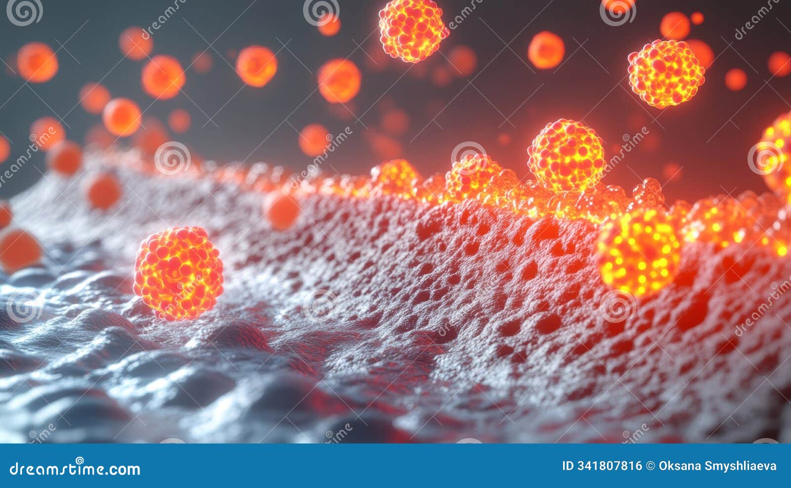 Virus Outbreak Concept: Microscopic Pathogens Invading Host Surface ...