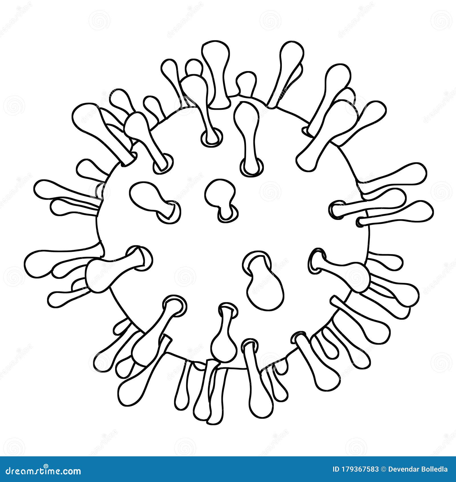 Virus Particle Outline On Plain White Background Stock Illustration ...