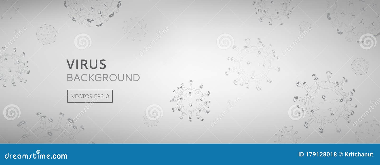 Virus Particle Outlines in Light Gray Banner Background Stock Vector ...
