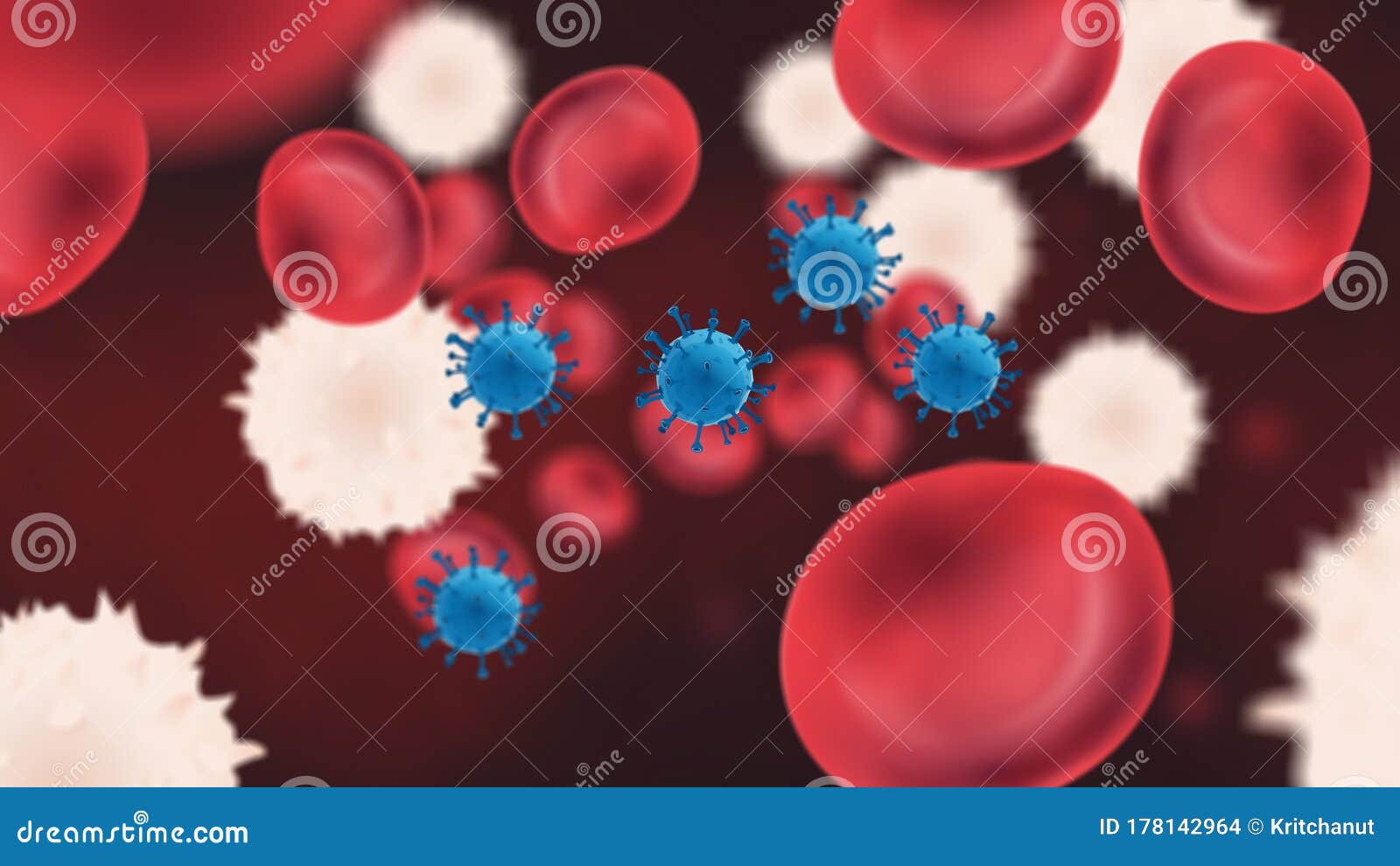 Virus Particles in Bloodstream with Blood Cells Stock Illustration ...