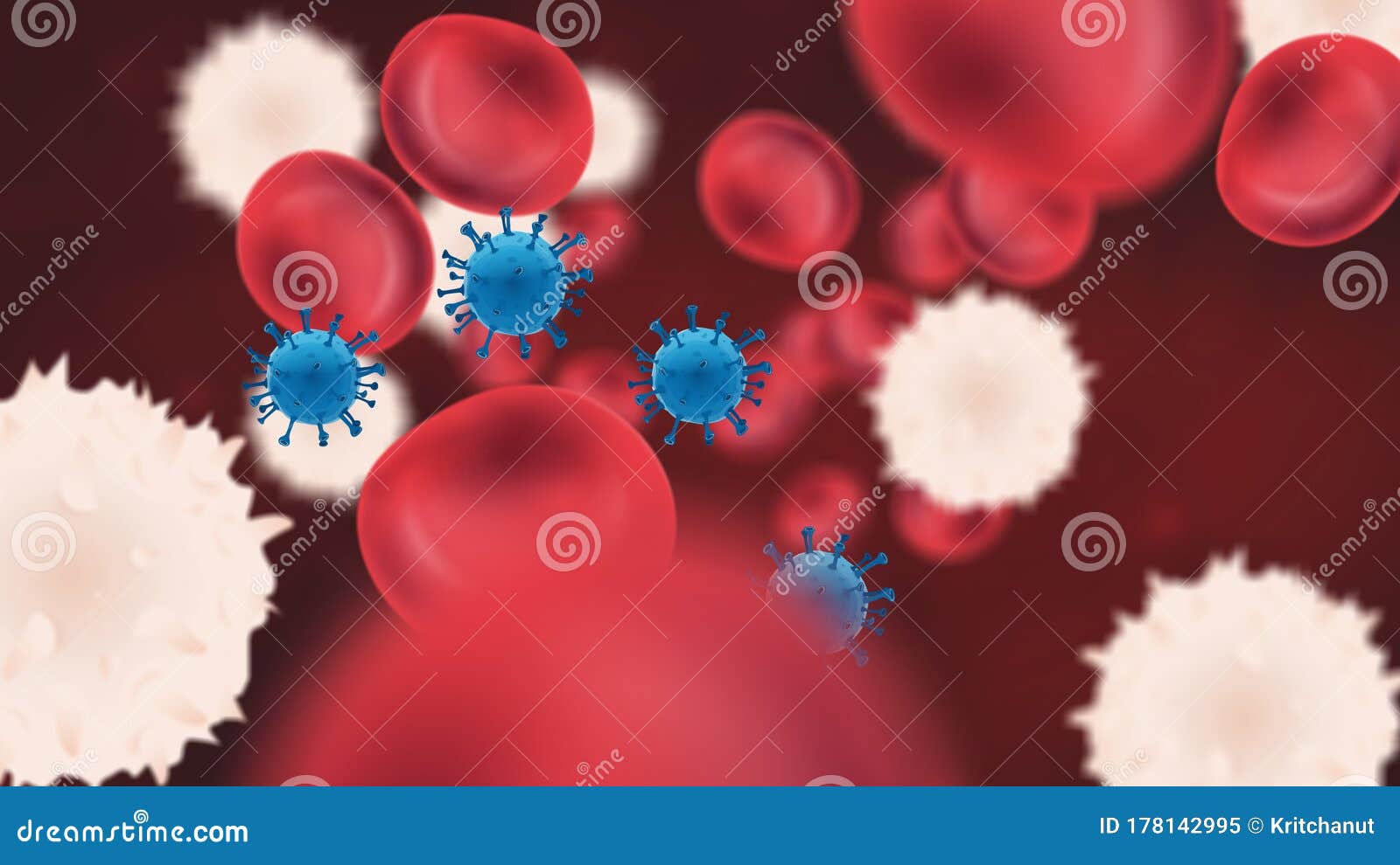 Virus Particles in Bloodstream with Blood Cells Stock Illustration ...
