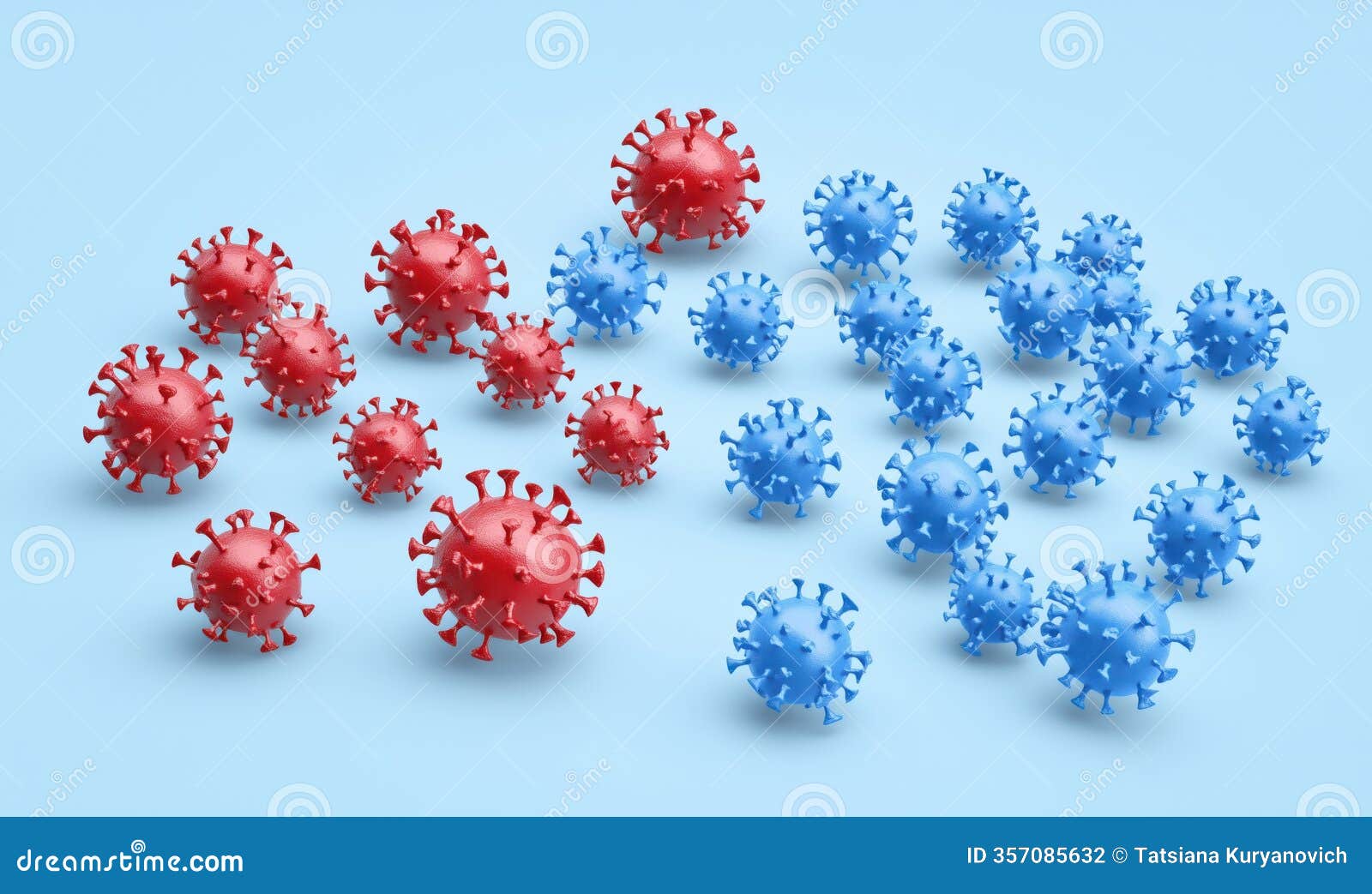 Virus Particles Representation, Red And Blue Spherical Shapes ...