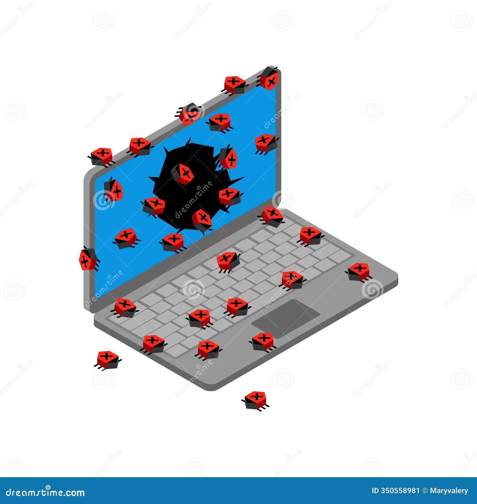 Virus from PC. Concept of Computer Infection with Spyware Stock Vector ...