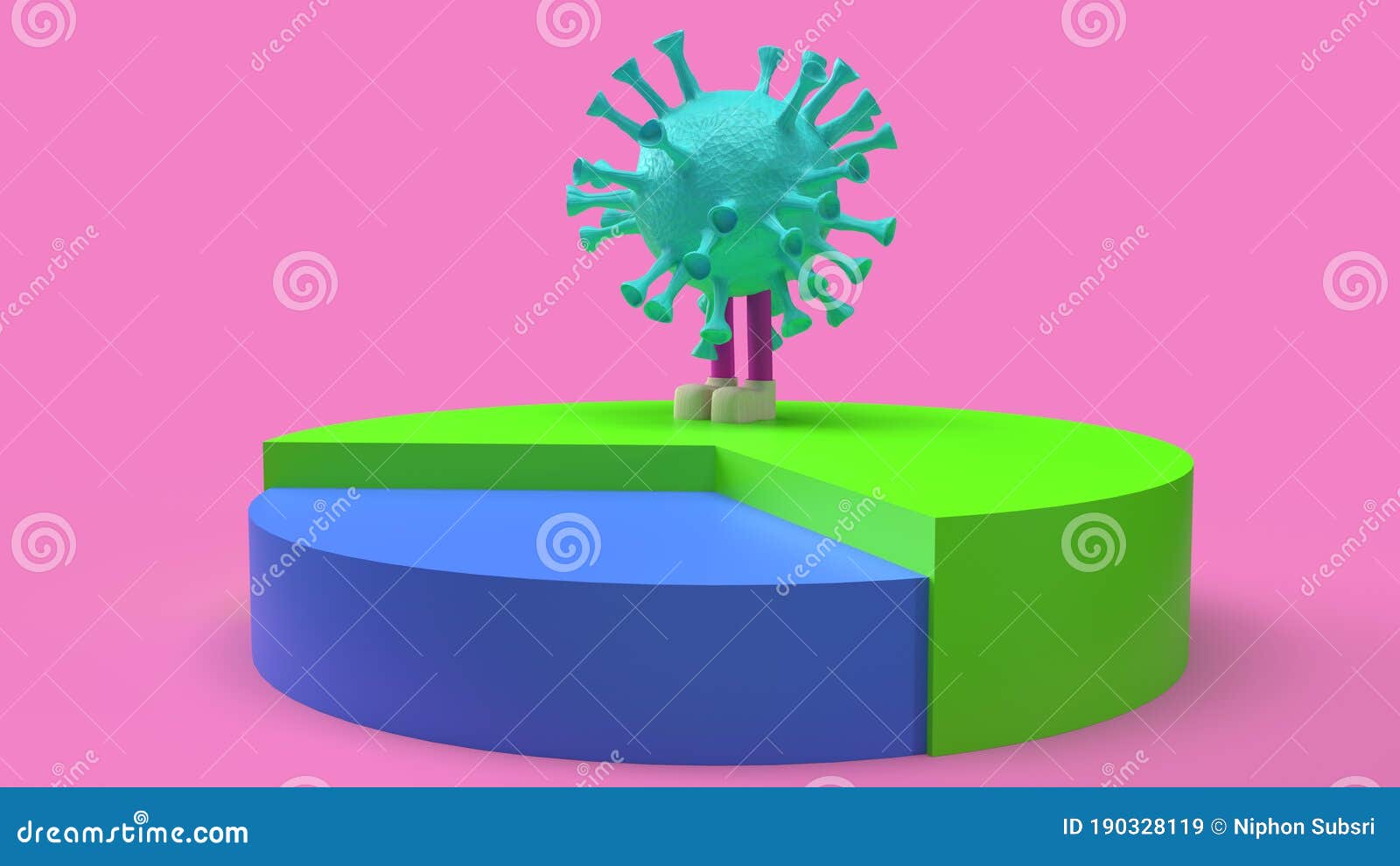 Virus Pie Chart Multi Colour 3d Rendering Stock Illustration ...