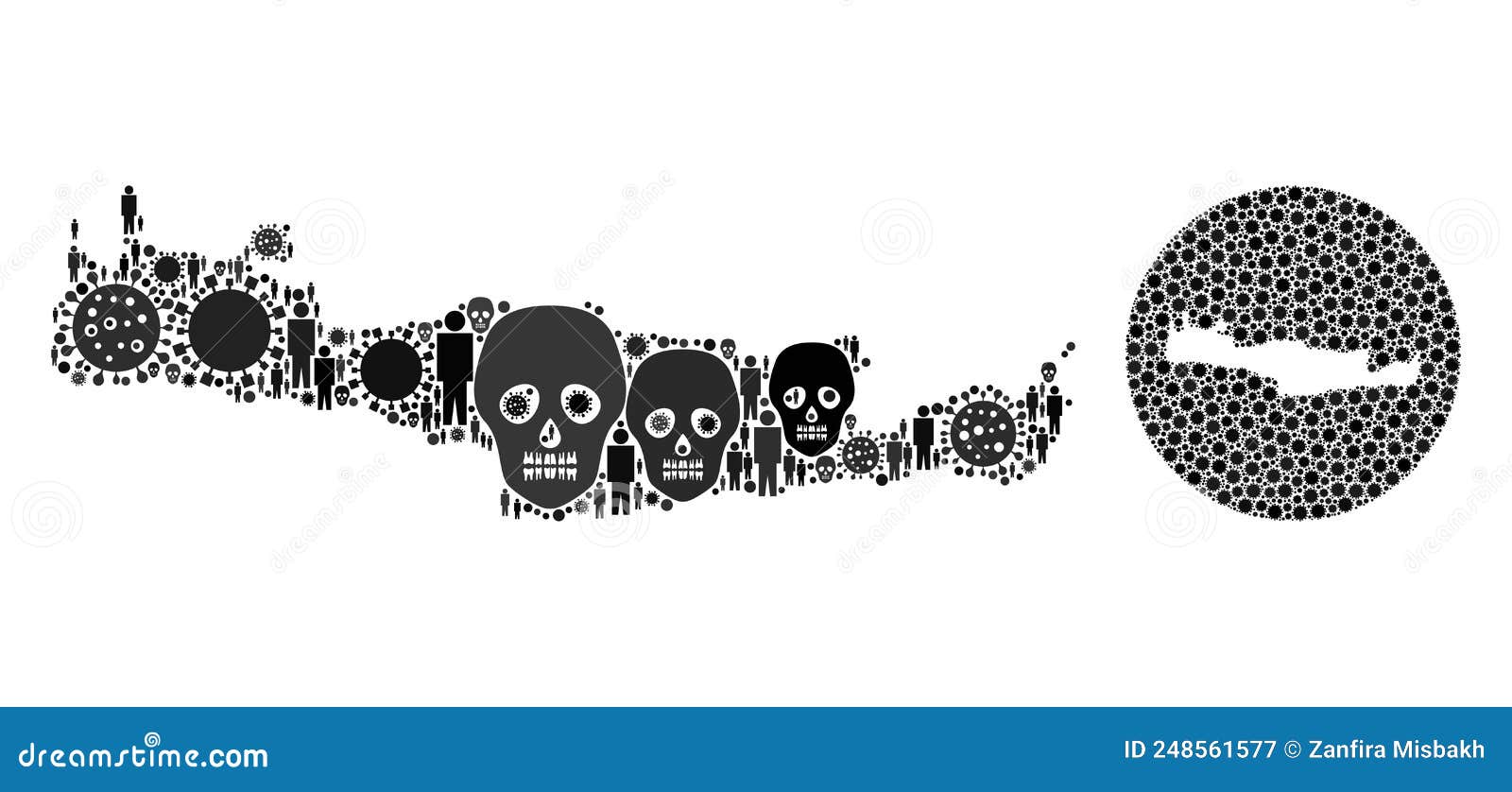 Virus and Population Mosaics for Crete Map Stock Vector - Illustration ...