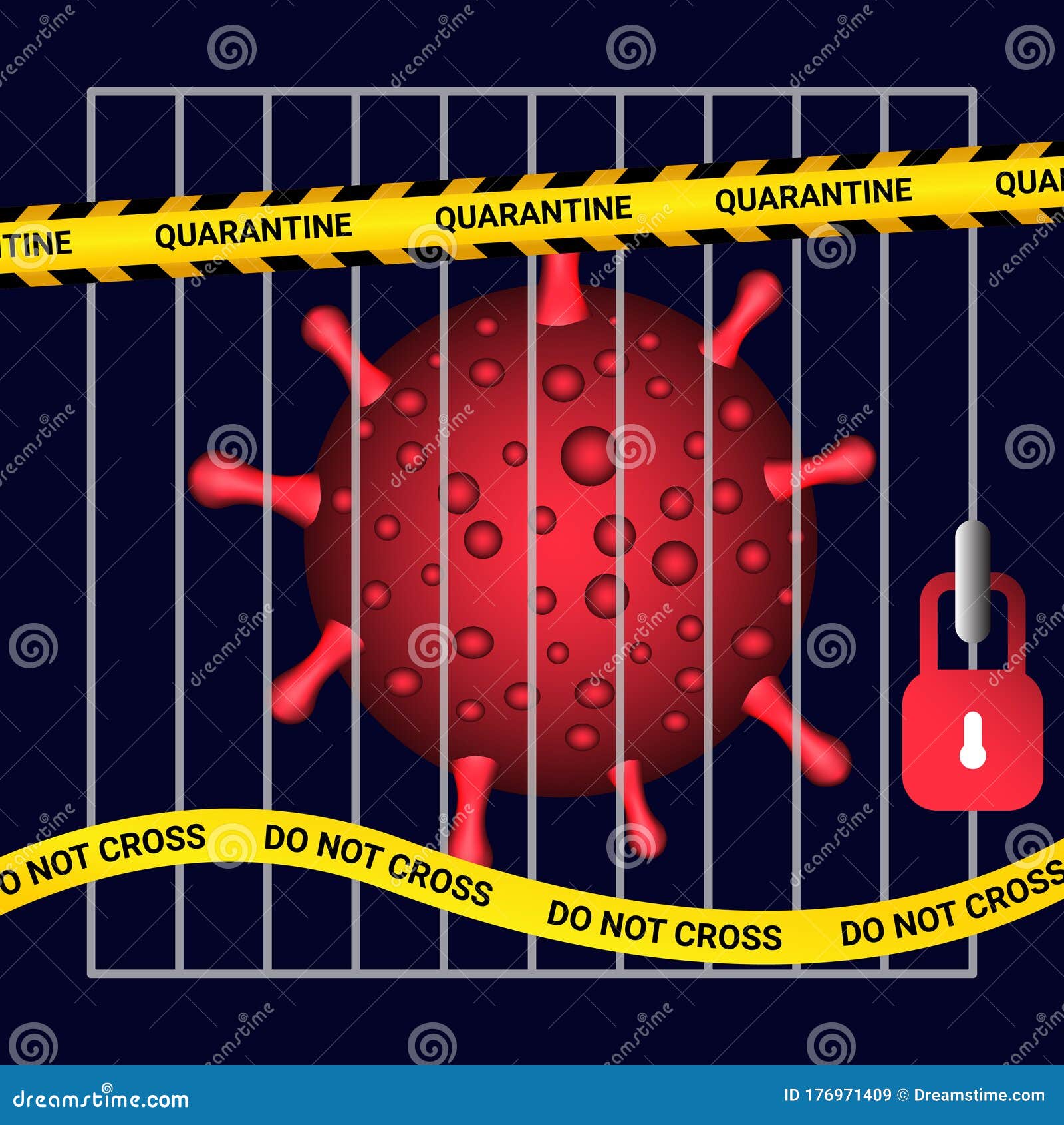 Virus in Prison Cage, Lockdown, Quarantine Illustration Stock Vector ...