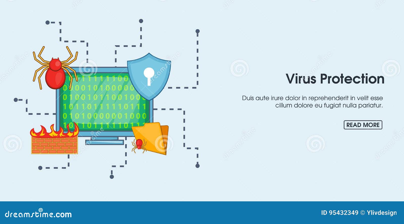 Virus Protection Banner Horizontal, Cartoon Style Stock Vector ...