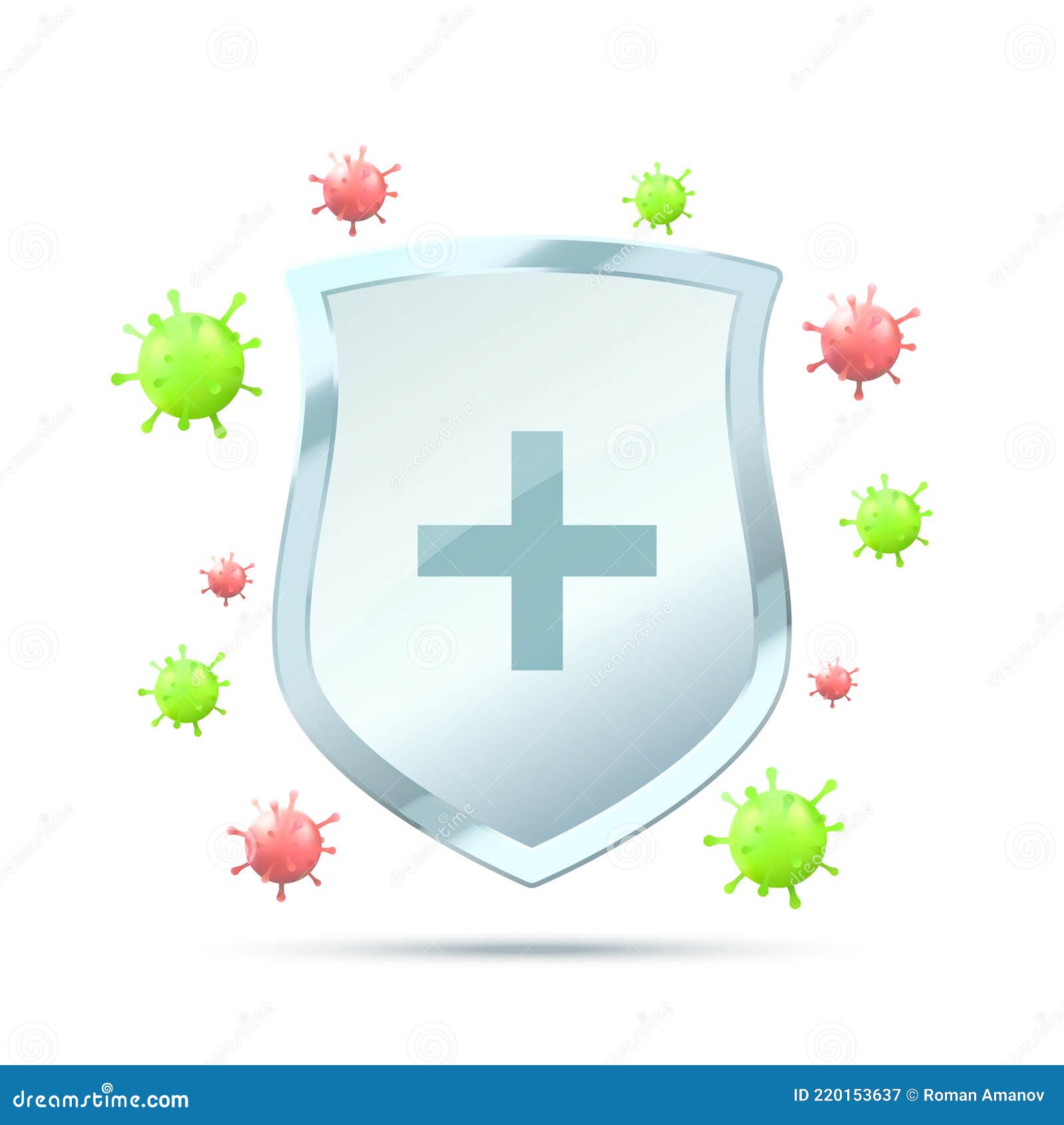Virus Protection Concept. Vector Shield Stock Vector - Illustration of ...