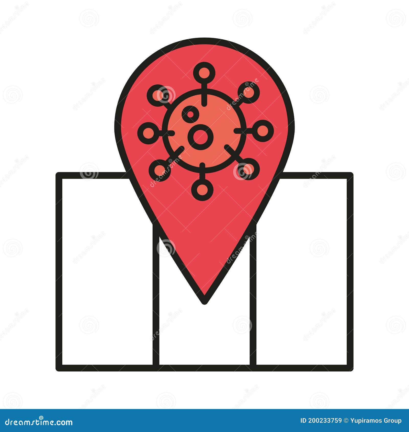 Virus Protection, Coronavirus Location Map Pointer Line and Fill Icon ...