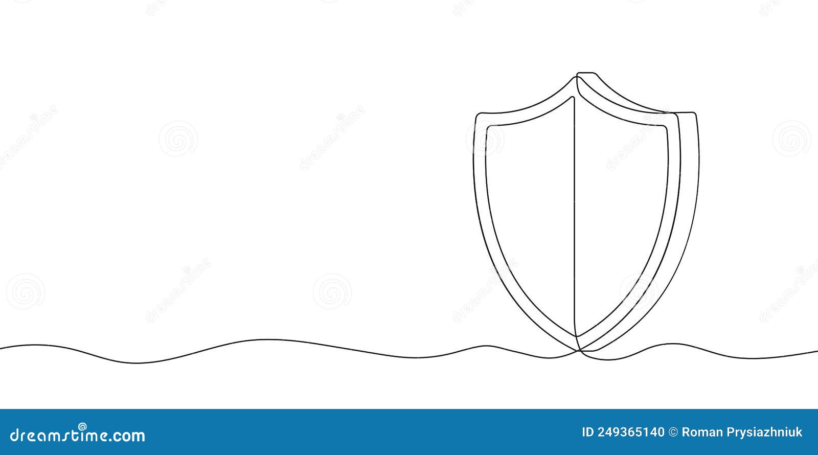 Shield of One Continuous Line Drawn. Security Shield Drawn in One Line ...