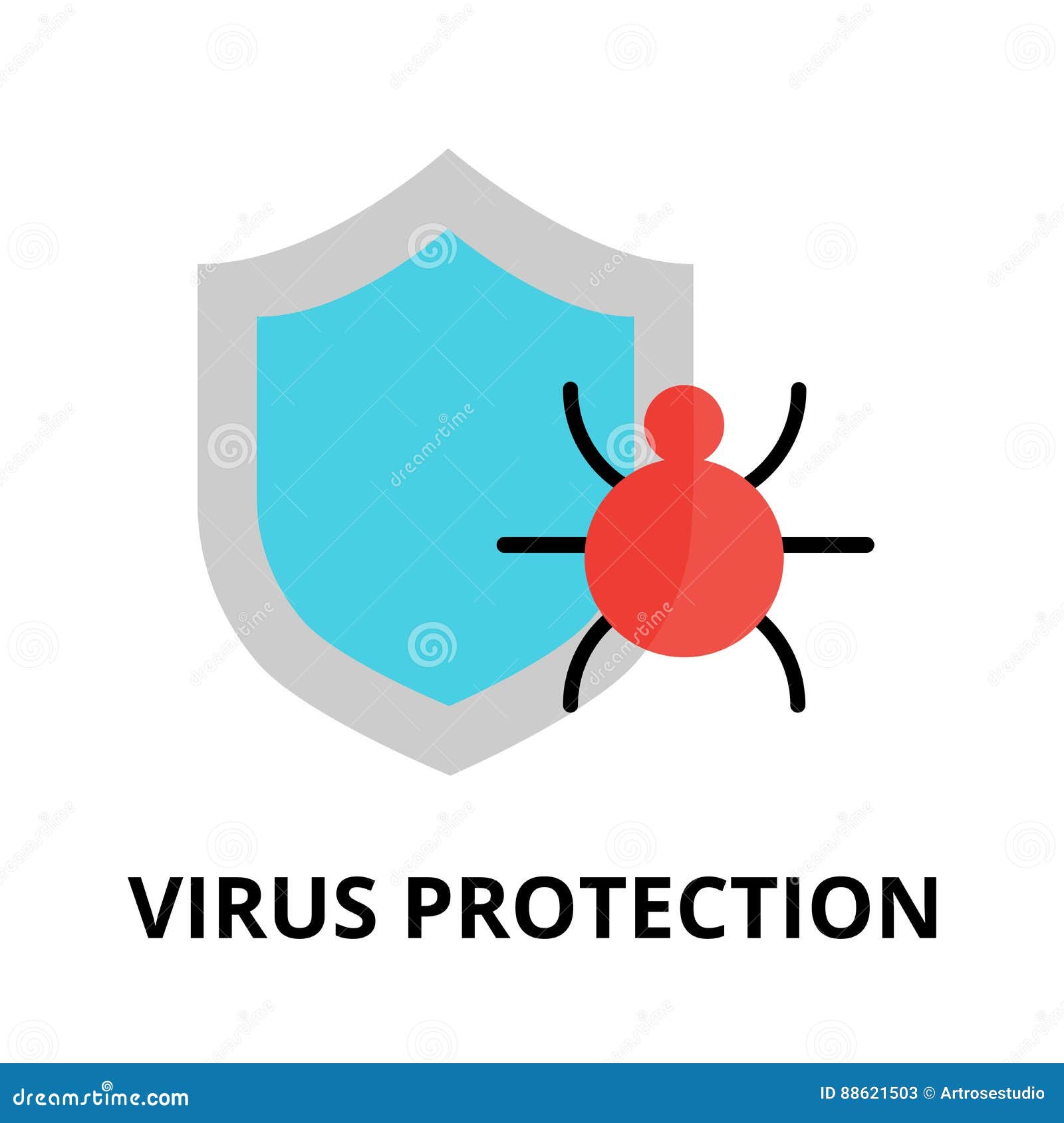 Virus Protection Icon, for Graphic and Web Design Stock Vector ...