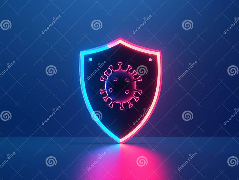 Virus Protection Illustrated in the Form of a Glowing Shield, so that ...