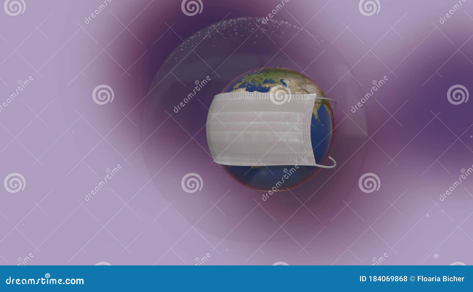 Virus Protective Measures. 3d Render of Planet in Protective Mask ...