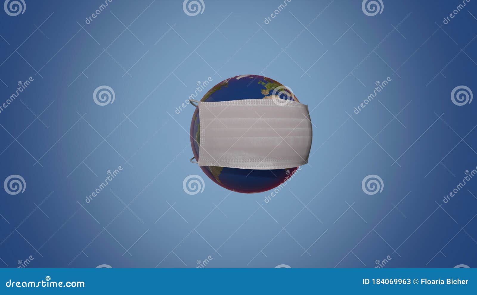 Virus Protective Measures. 3d Render Planet in Protective Mask Inside ...