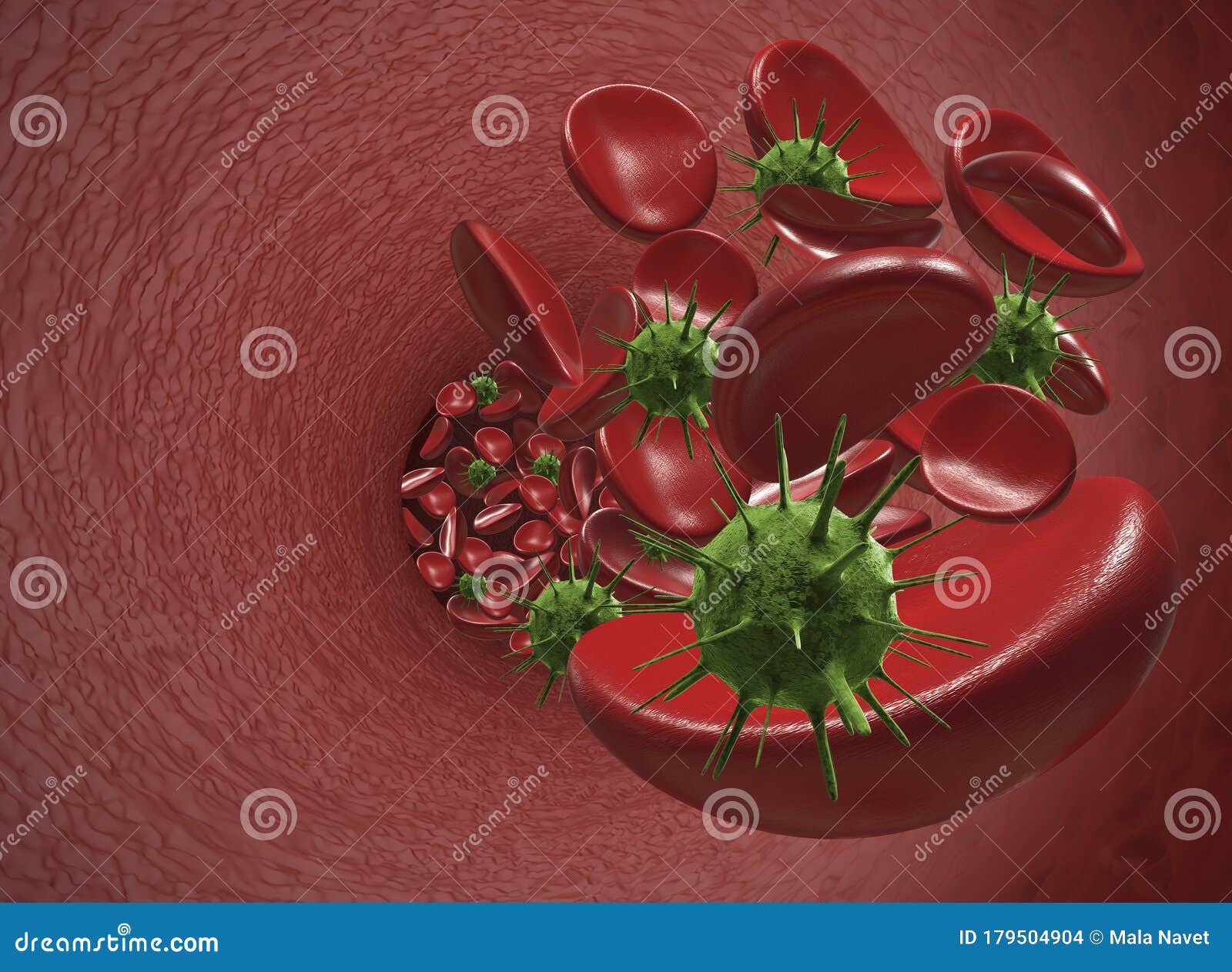 3D Render of Virus in Red Blood Cells. Stock Illustration ...