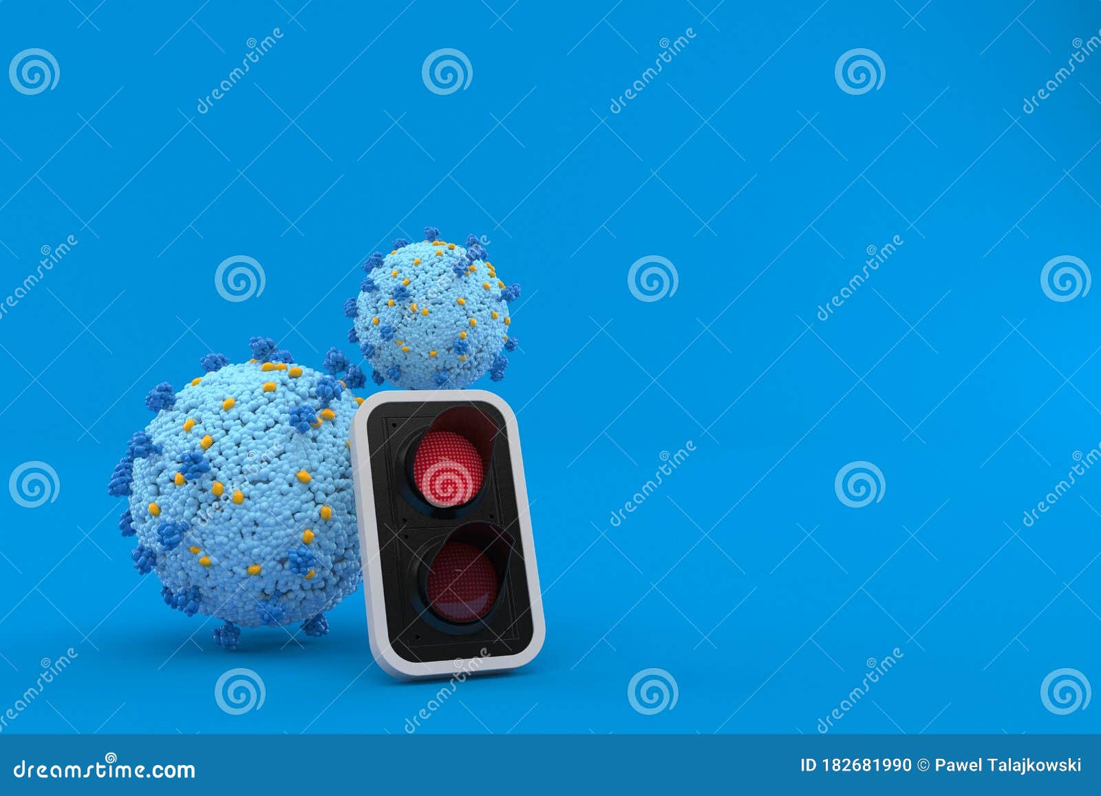 Virus with Red Traffic Light Stock Illustration - Illustration of ...