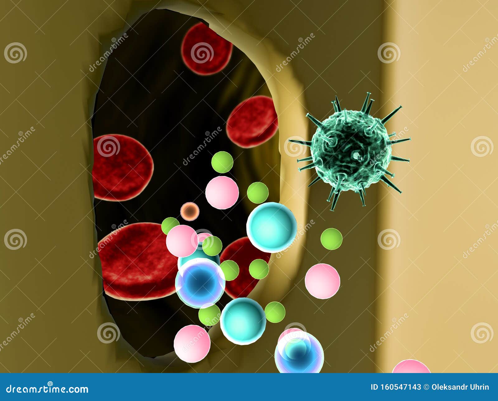 Virus inside the cell stock illustration. Illustration of magnification ...