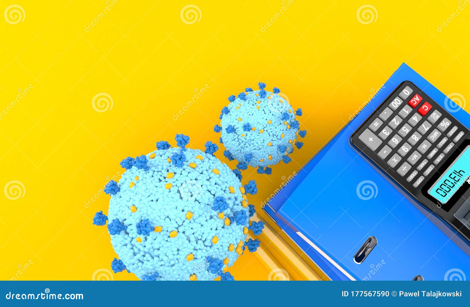 Virus with Ring Binders and Calculator Stock Illustration ...