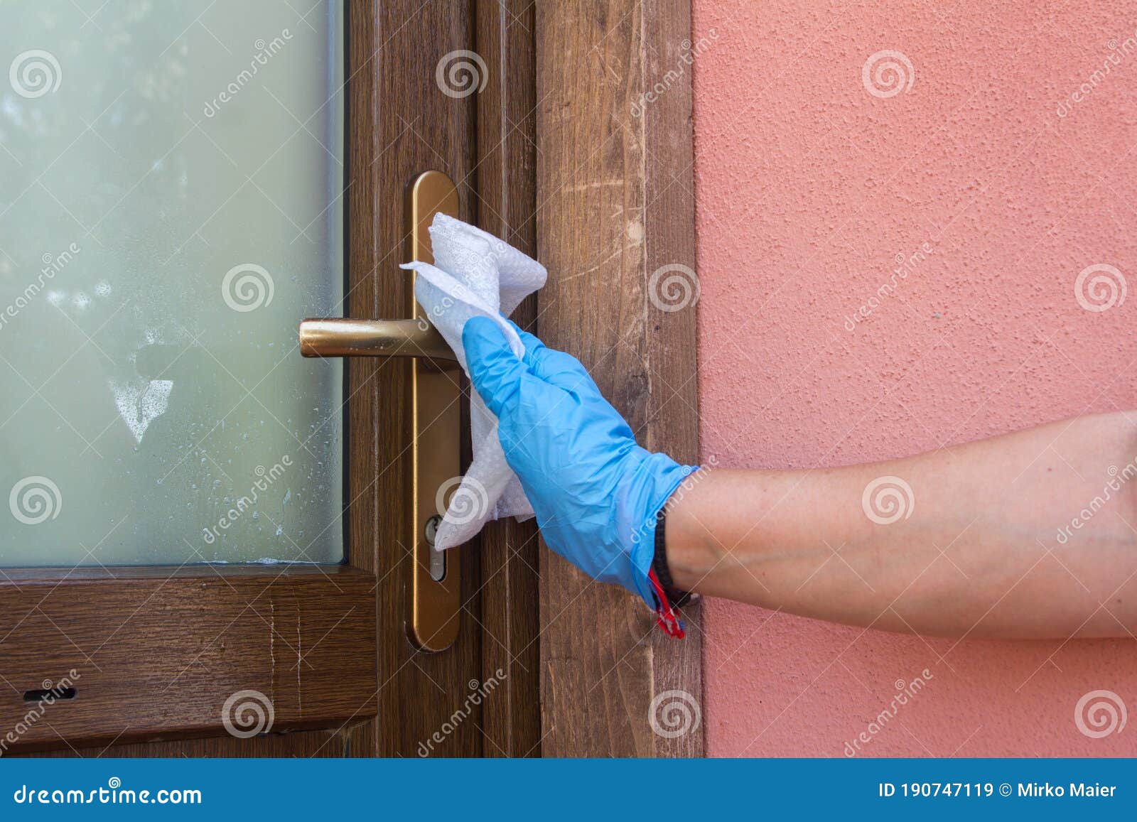 Virus Sanitization of the Door Handle with the Blue Spray Jet and ...
