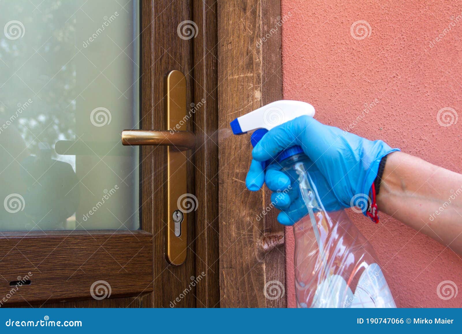 Virus Sanitization of the Door Handle with the Blue Spray Jet and ...