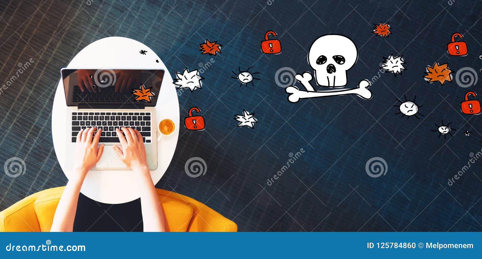 Virus and Scam Theme with Person Using a Laptop Stock Photo - Image of ...