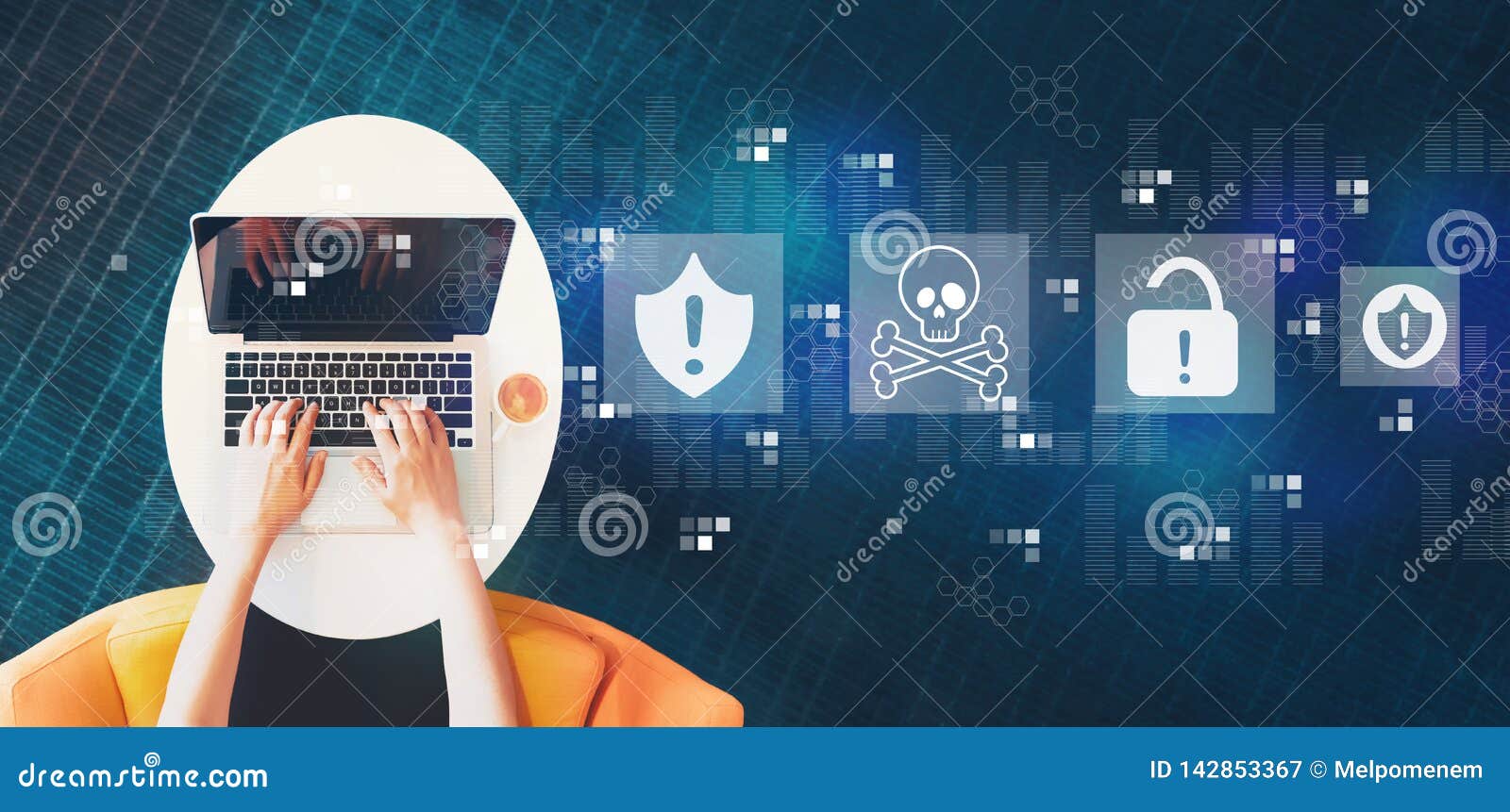 Virus and Scam Theme with Person Using a Laptop Stock Image - Image of ...