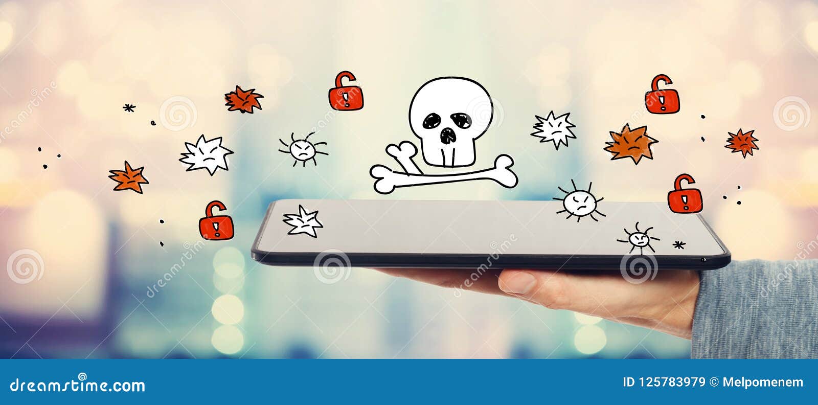 Virus and Scam Theme with Tablet Computer Stock Image - Image of safe ...