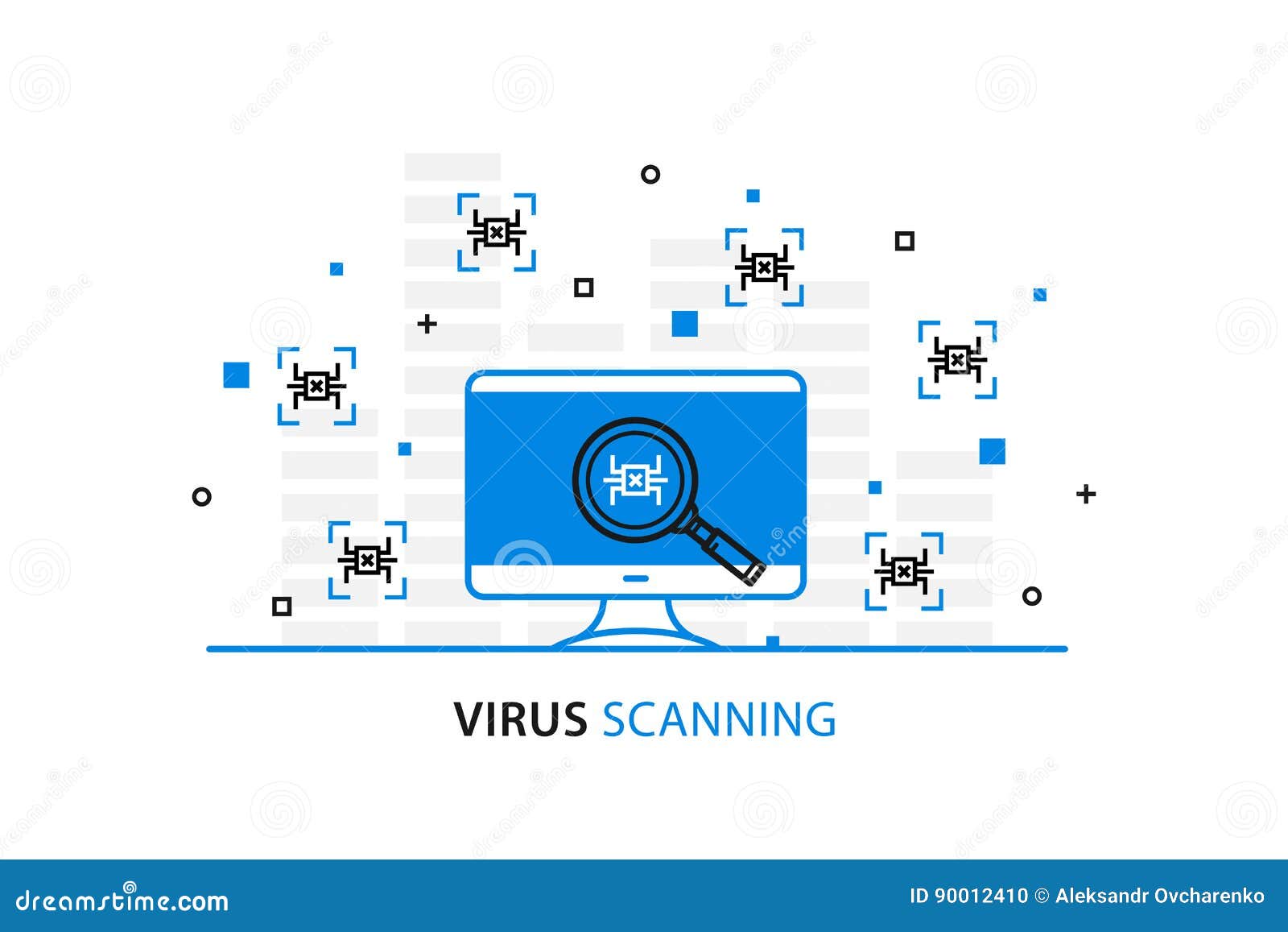Virus Scanning Vector Illustration Stock Vector - Illustration of ...