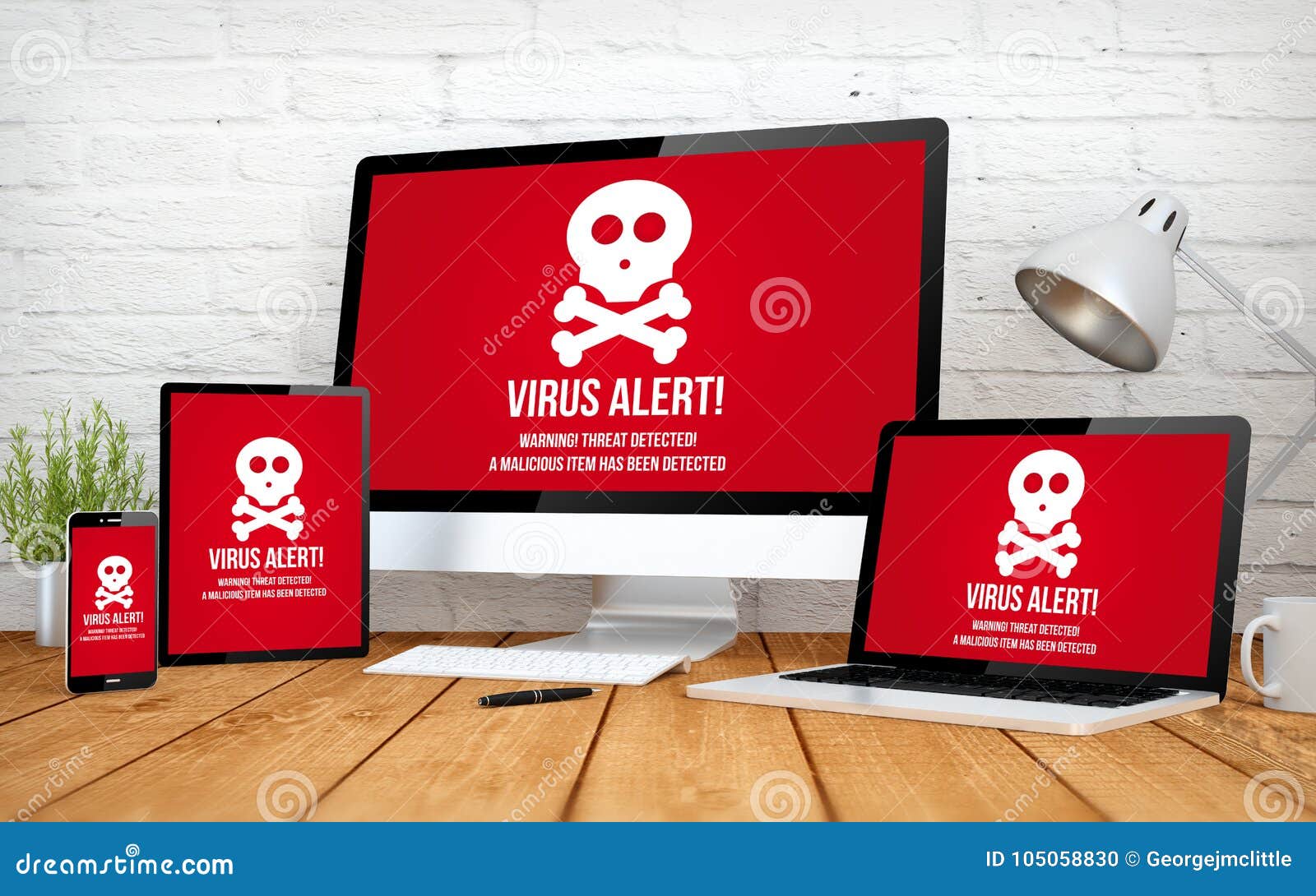 Virus screen multidevices stock illustration. Illustration of danger ...