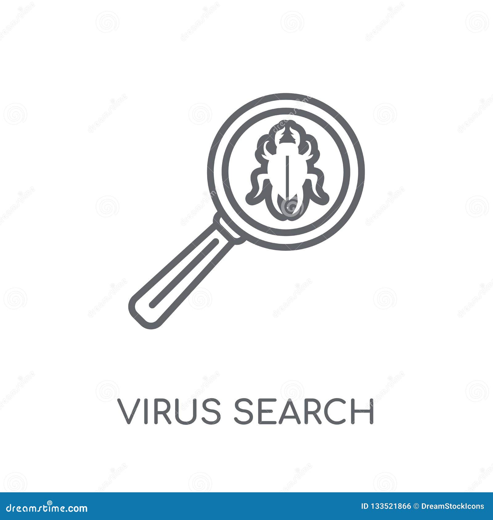 Virus Search Linear Icon. Modern Outline Virus Search Logo Conce Stock ...
