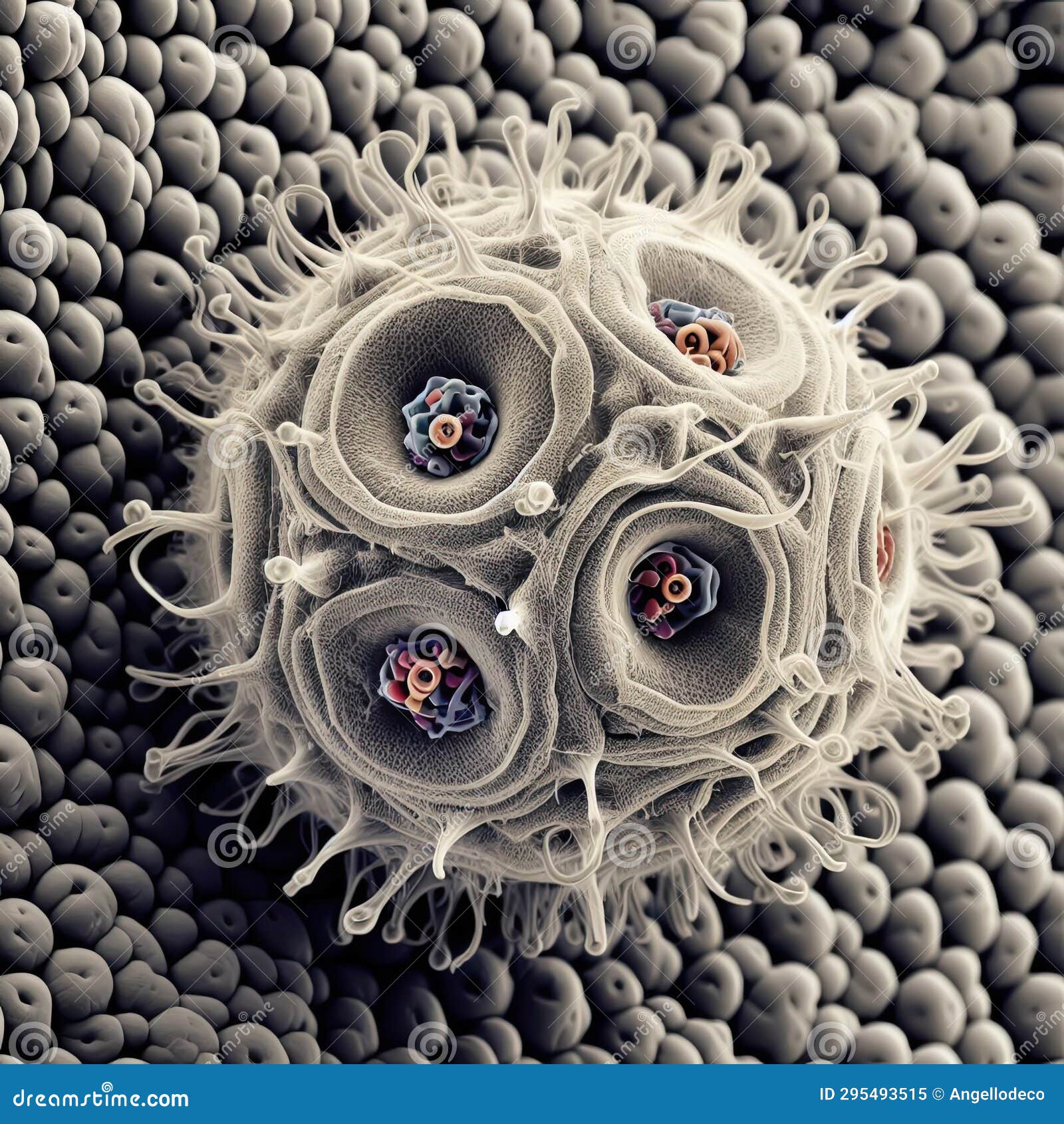 Virus Seen Under A Electron Microscope Generative Ai Stock Image Image Of Cells Medicine