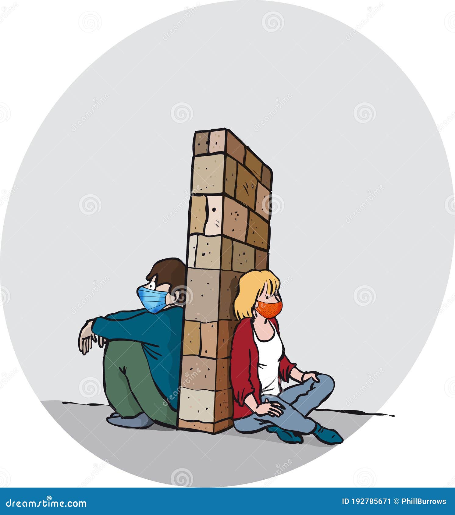 People Separated By Brick Wall Vector Illustration | CartoonDealer.com ...