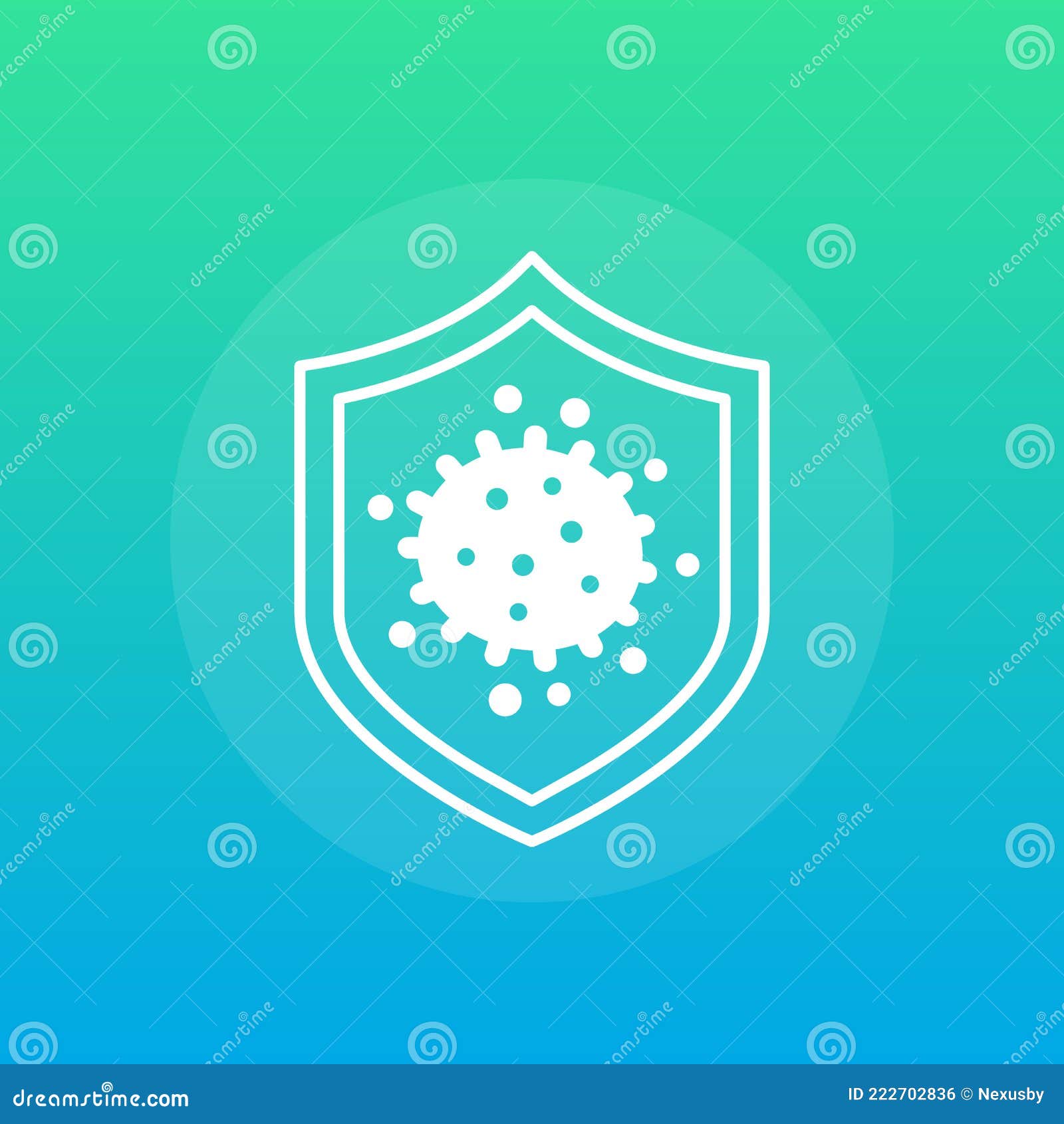 Virus and Shield, Antibacterial Icon Stock Vector - Illustration of ...