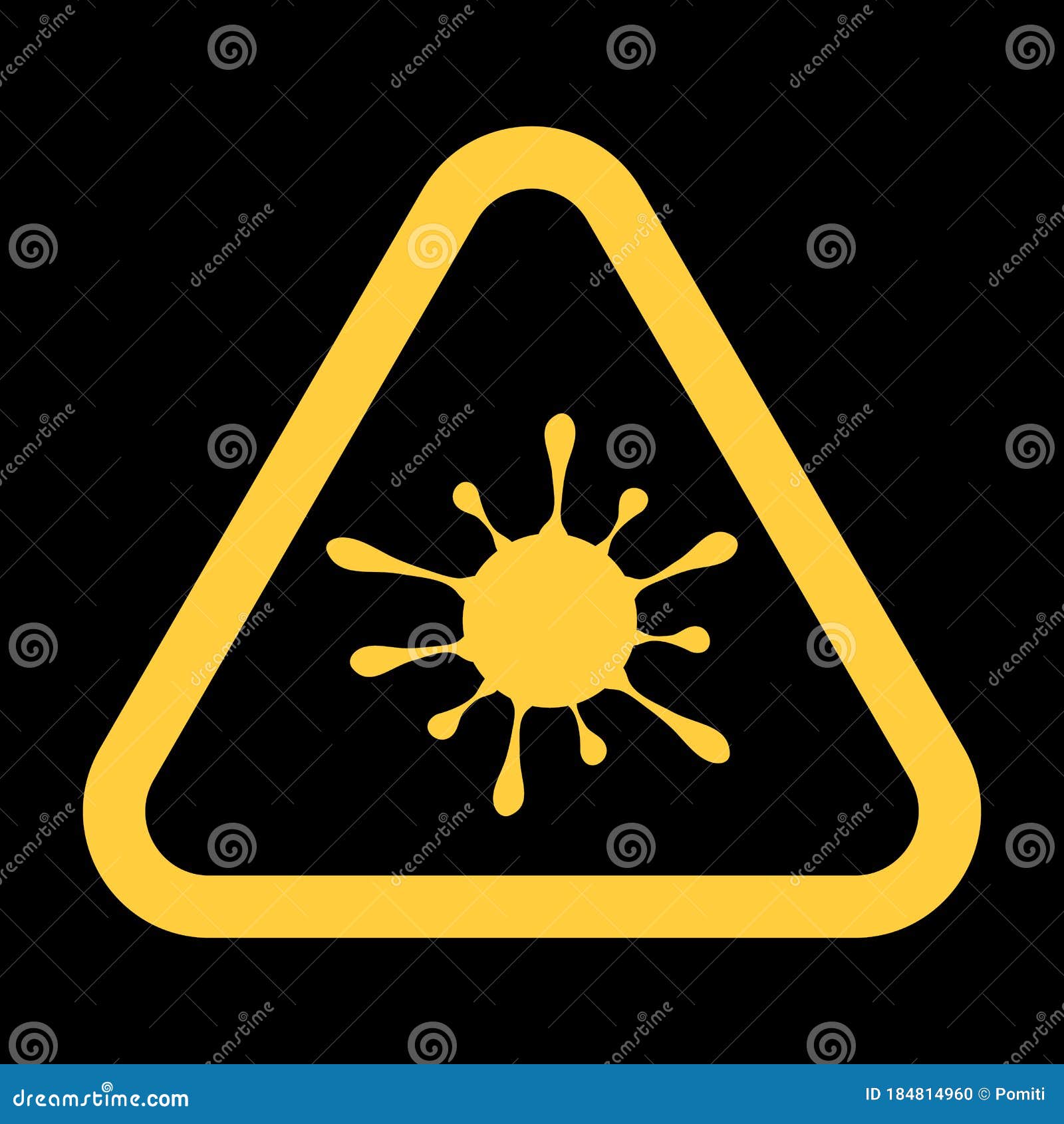 Virus Sign in Yellow Triangle Shape Stock Vector - Illustration of line ...