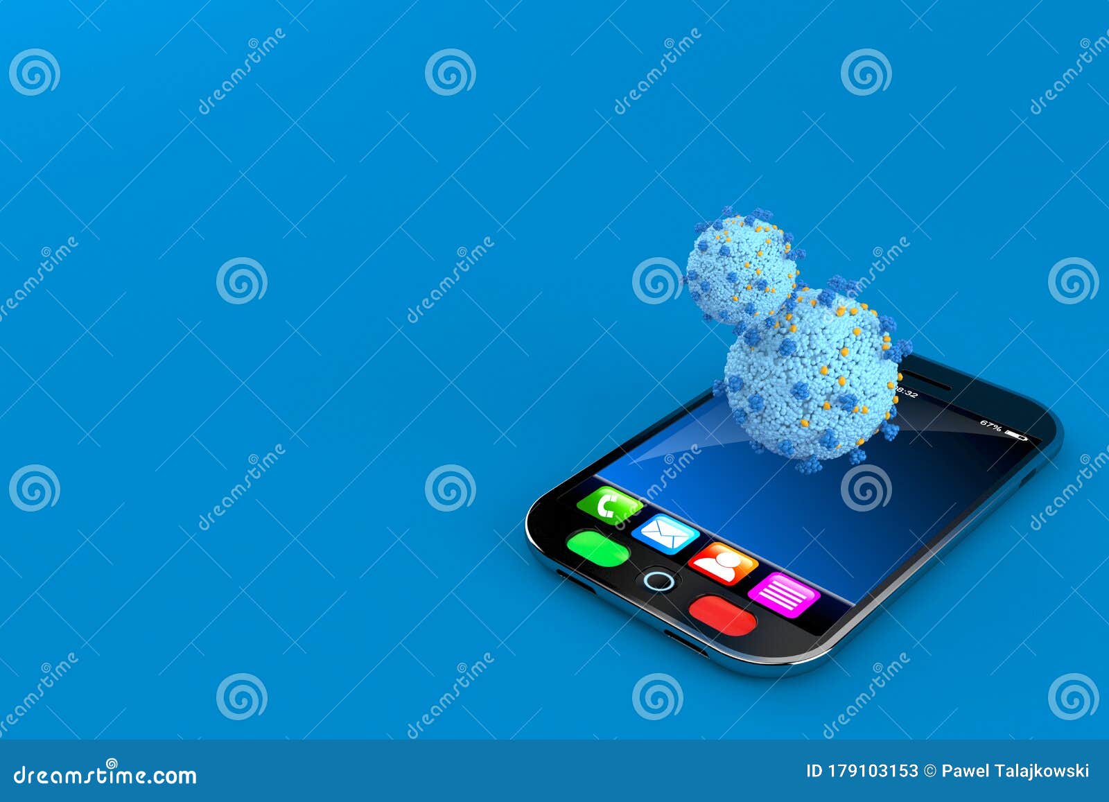Virus on smartphone stock illustration. Illustration of application ...