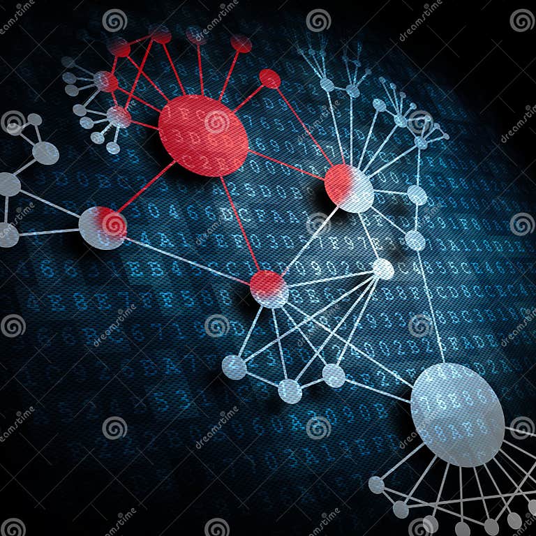 Virus Spreading in a Network Stock Illustration - Illustration of ...