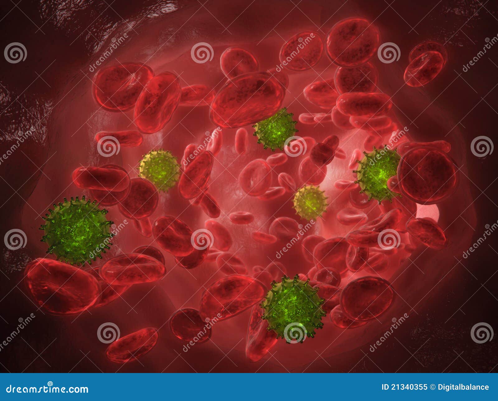 Virus With Streaming Blood Cells Stock Illustration - Illustration of ...