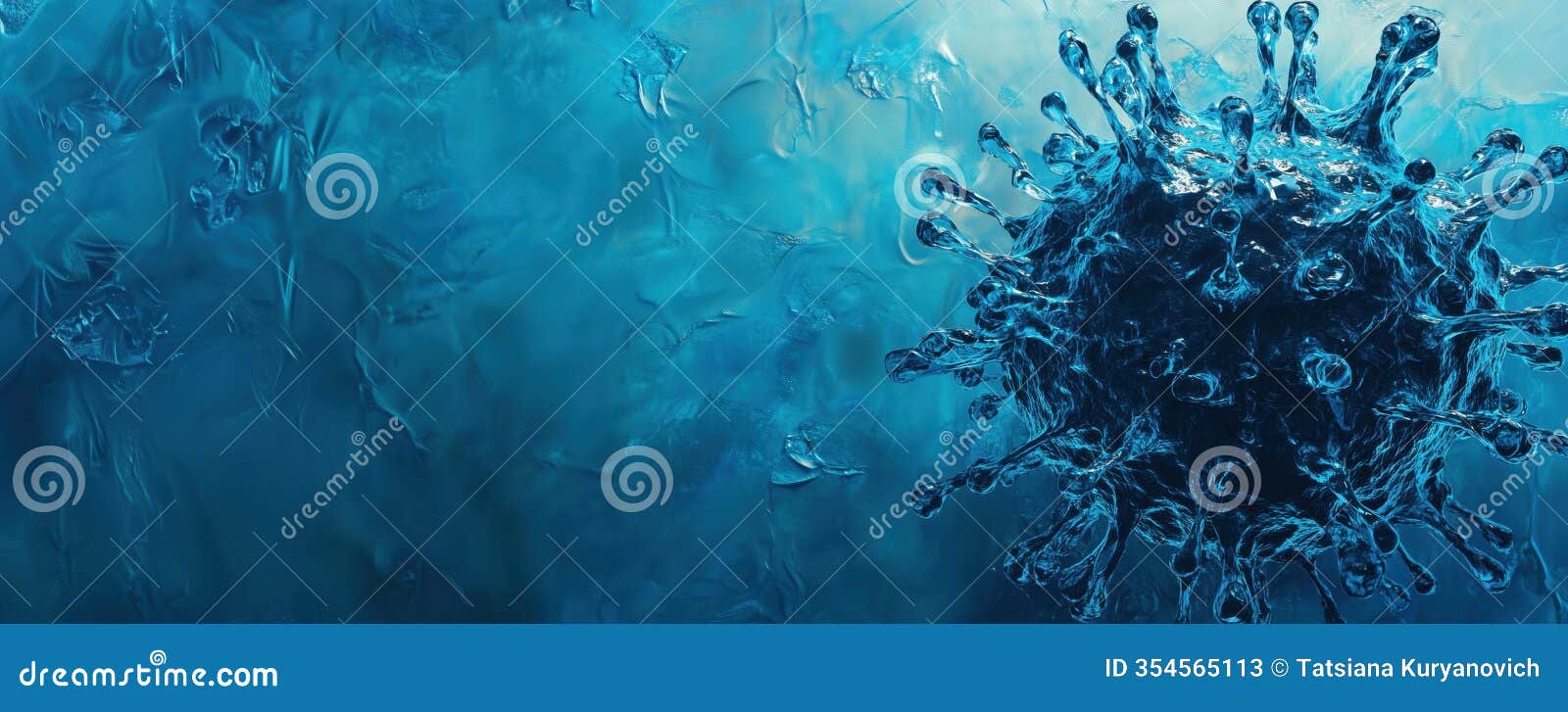 Virus Structure Depicted in Blue Tones, Showcasing Intricate Details of ...