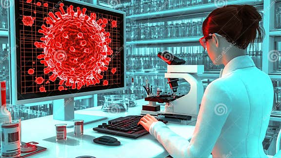 Virus Structure on Digital Display Stock Photo - Image of detail ...