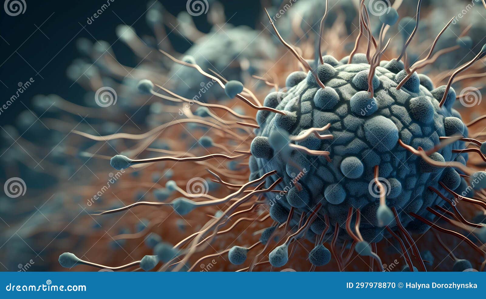 Virus on the Surface of Healthy Tissue, Infection Stock Illustration ...